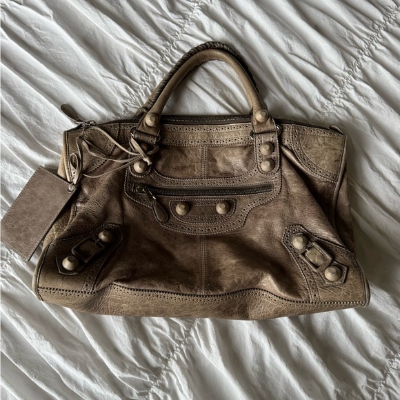 Bags | Unbranded Moto Style Worn In Tan Color Bag | Poshmark